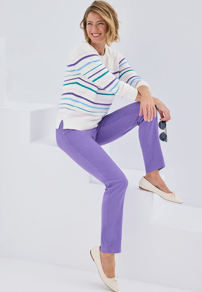Chloe Easy Fit Slim Leg Trouser - Deep Lavender Best Seller Hidden ...