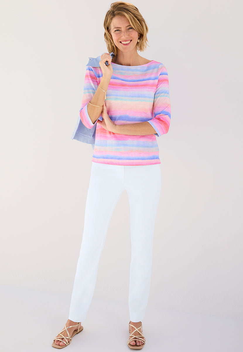Chloe Slim Fit White Women's Trousers | Bella di Notte