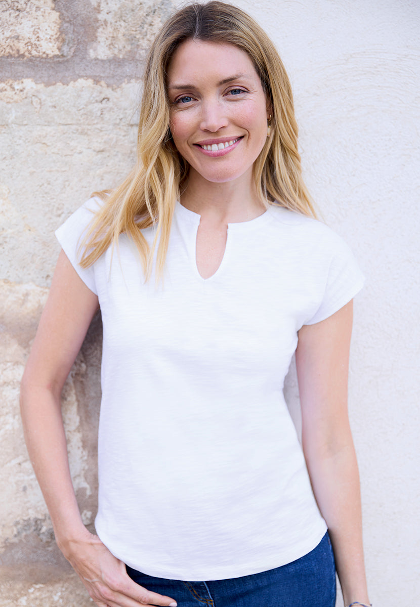 Fern Short Sleeve Cotton Top - White – Bella di Notte