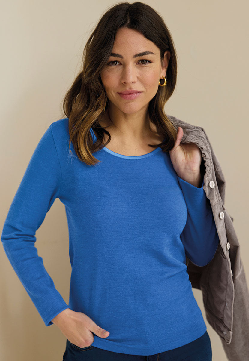 Sara Merino Wool Top True Blue - Women Clothing | Bella di Notte